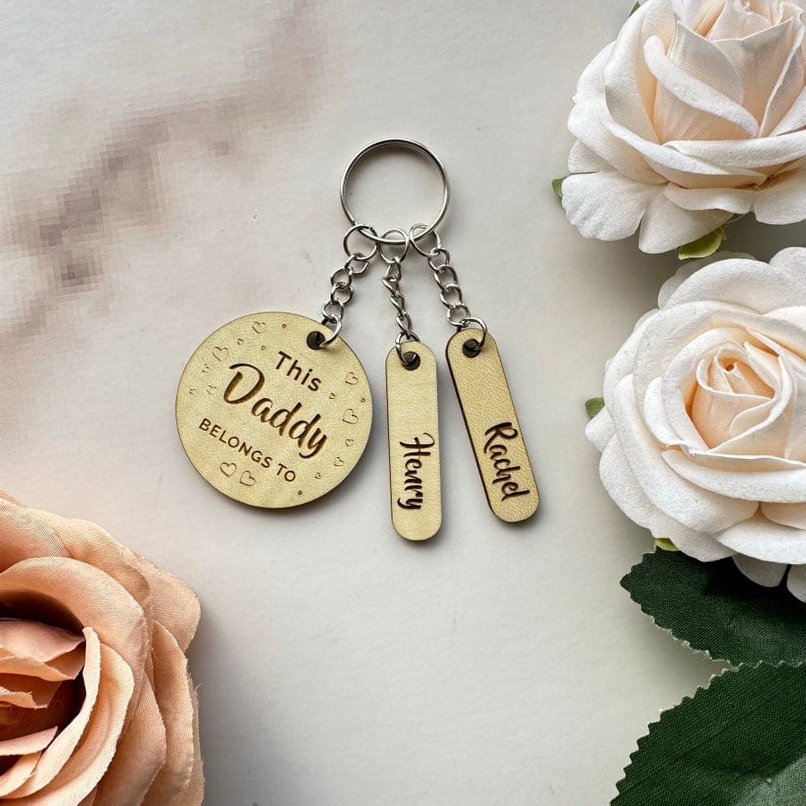 Wooden Father's Day Key Chain | This Daddy Belongs To | Father's Day ...