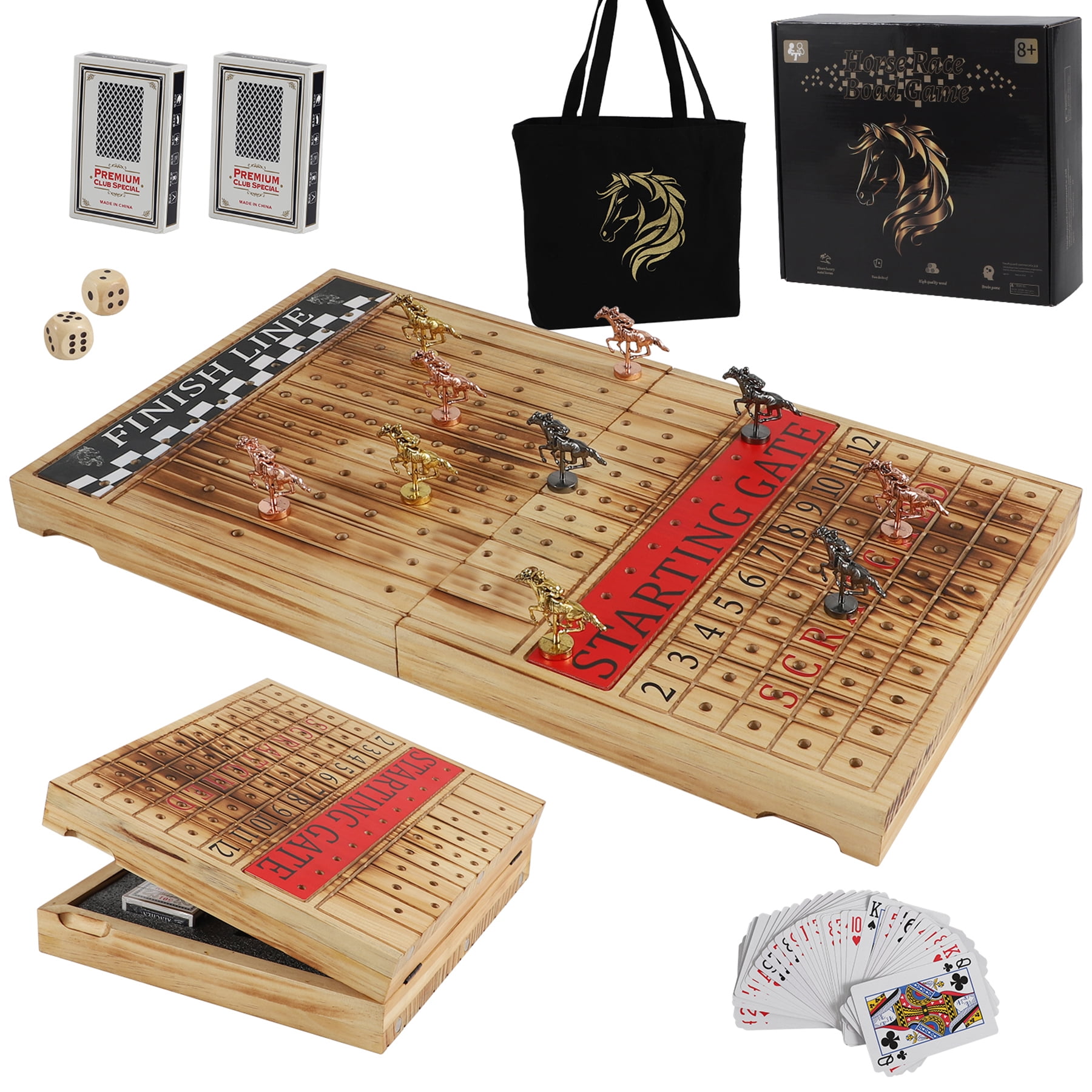 Wooden Finish Line Horse Racing Board Game Equipped with 11 Luxury ...