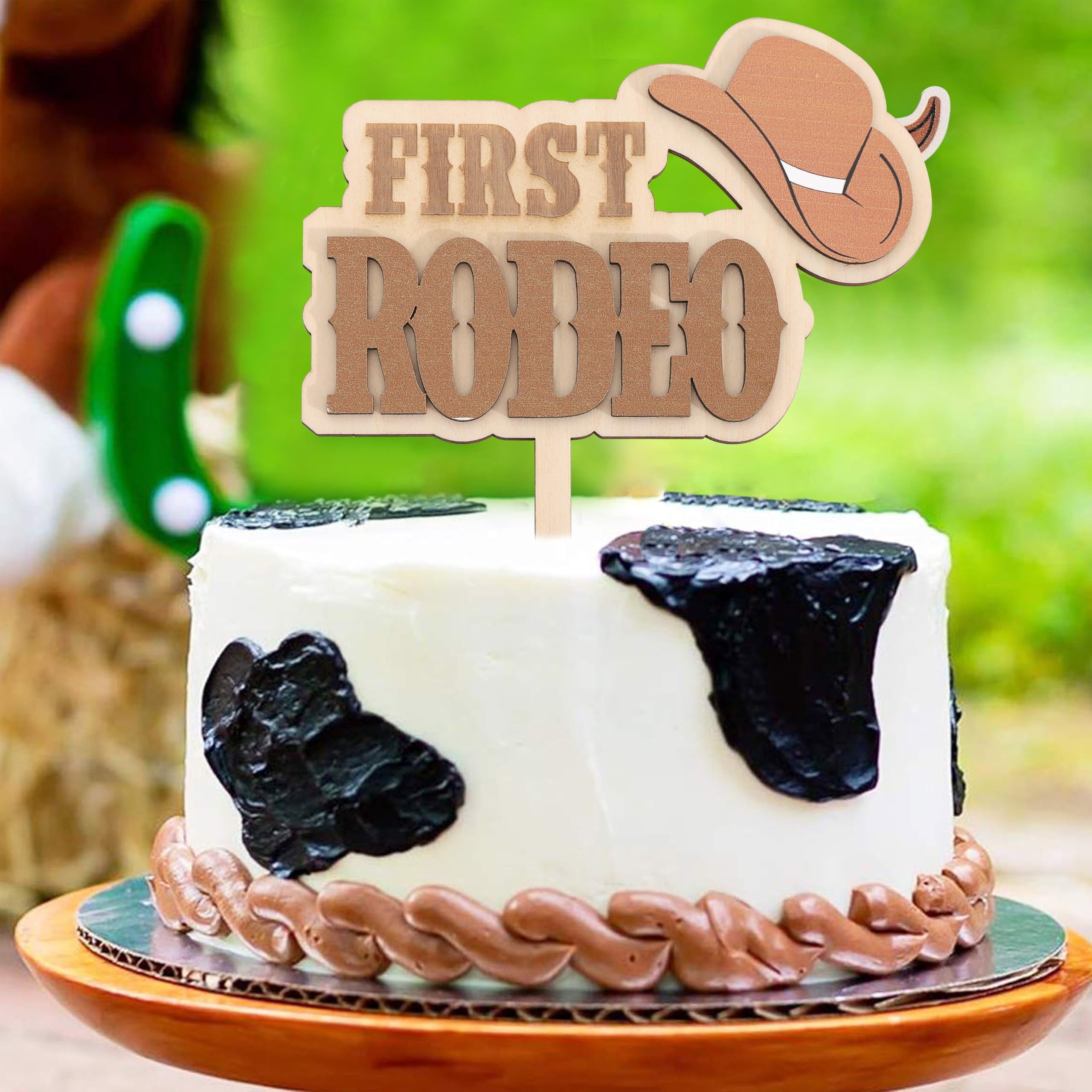 Wooden My First TWE5 Rodeo Cake Topper - Cowboy/Cowgirl Birthday First ...