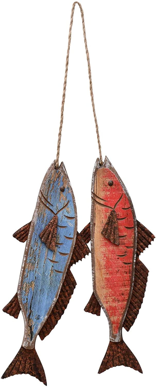 Wooden Fish Decor Hanging Wood Fish Decorations for Wall, Rustic ...