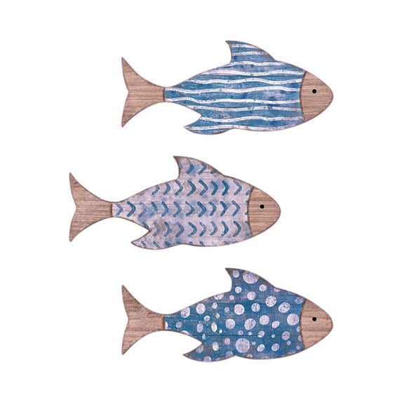 Wooden Fish Wall Art Set - Ocean Theme Home Decoration - Retro Coastal ...
