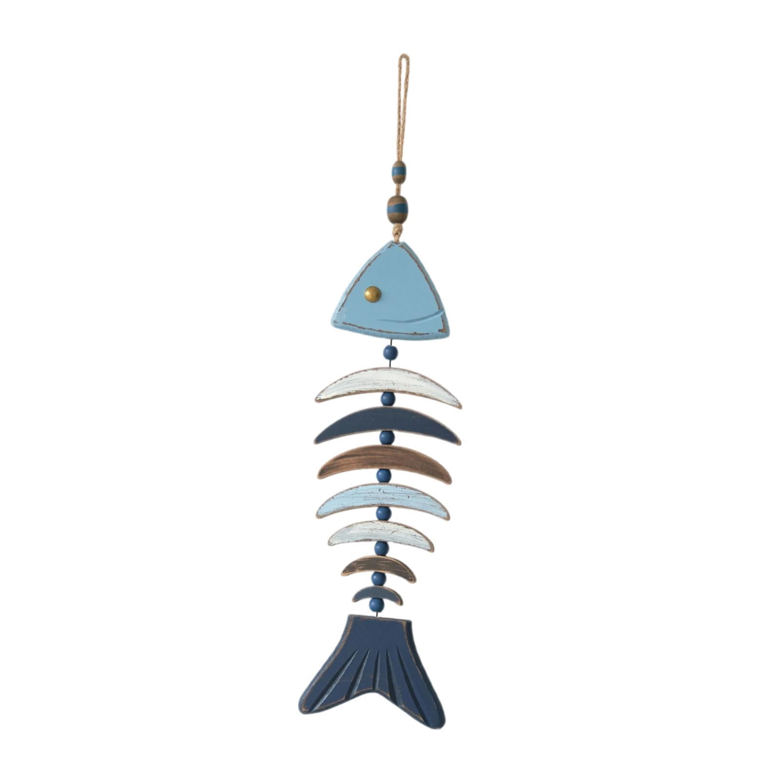 Wooden Fishes Pendant Antique Fishbone Wall Decor Hand Carved Ornament ...
