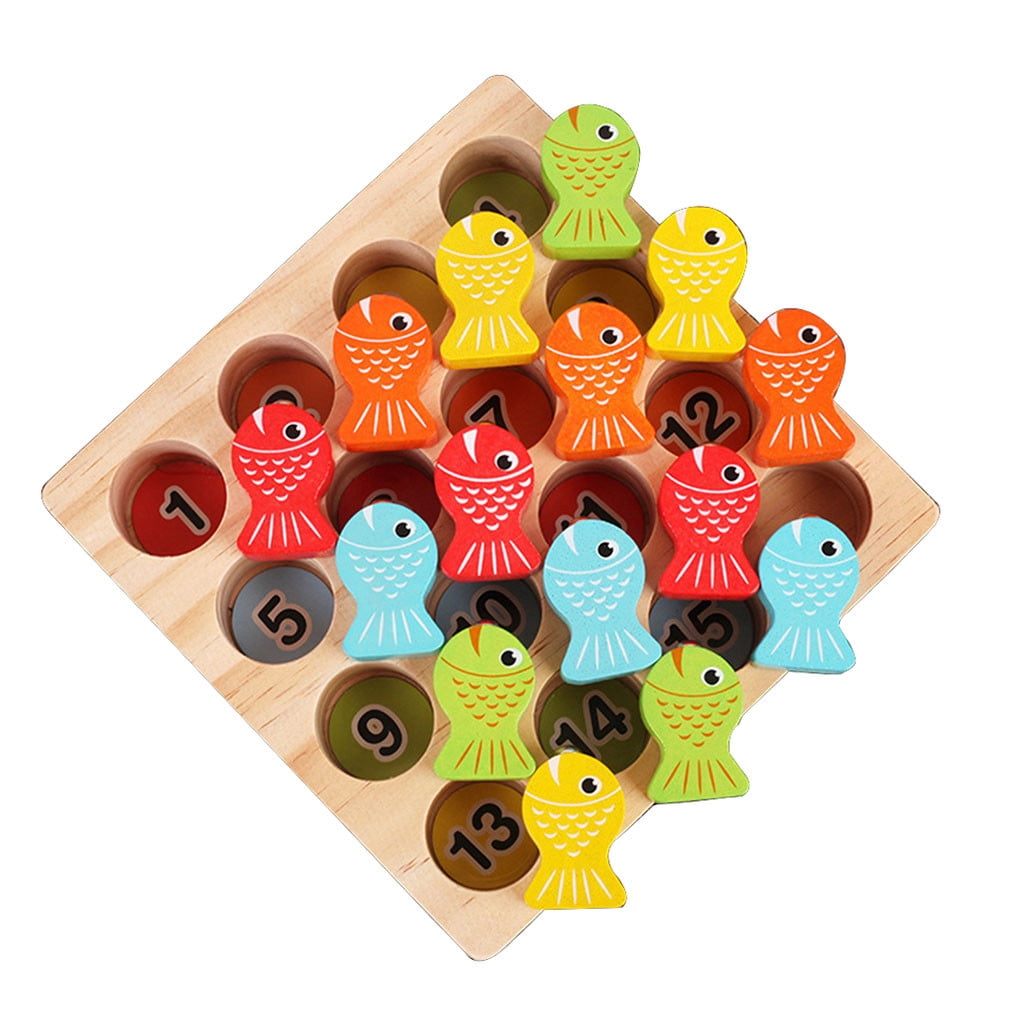 Wooden Fishing Game Fine Motor Skill Toy Letters Cognition Preschool ...