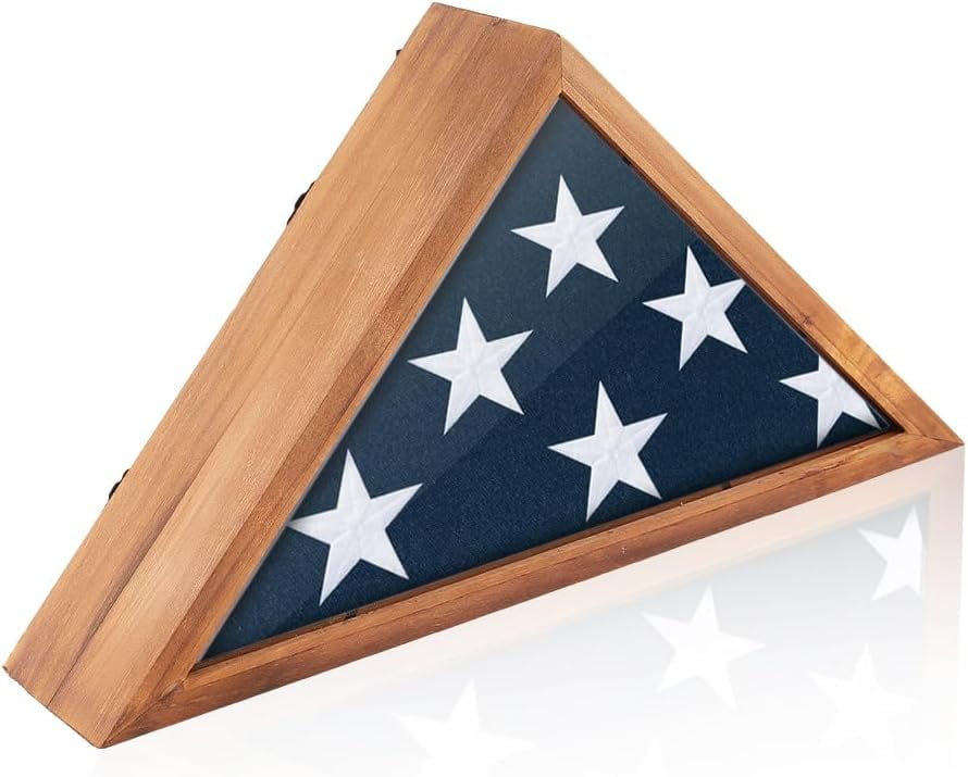 Wooden Flag Display Case for 3"x5" Folded American Flag 44x23x8.5cm ...
