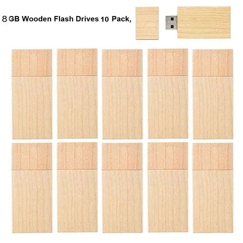 Wooden Flash Drive 8GB USB Drive 2.0 Maple Drive Memory Stick (8GB * 10 ...