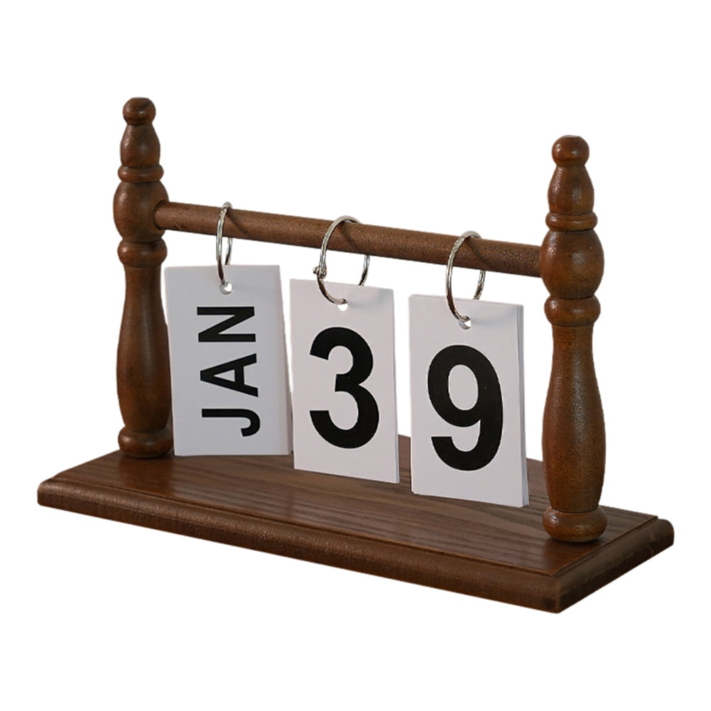 Wooden Flip Calendar Vintage Perpetual Desktop Calendar Desk Calendars ...
