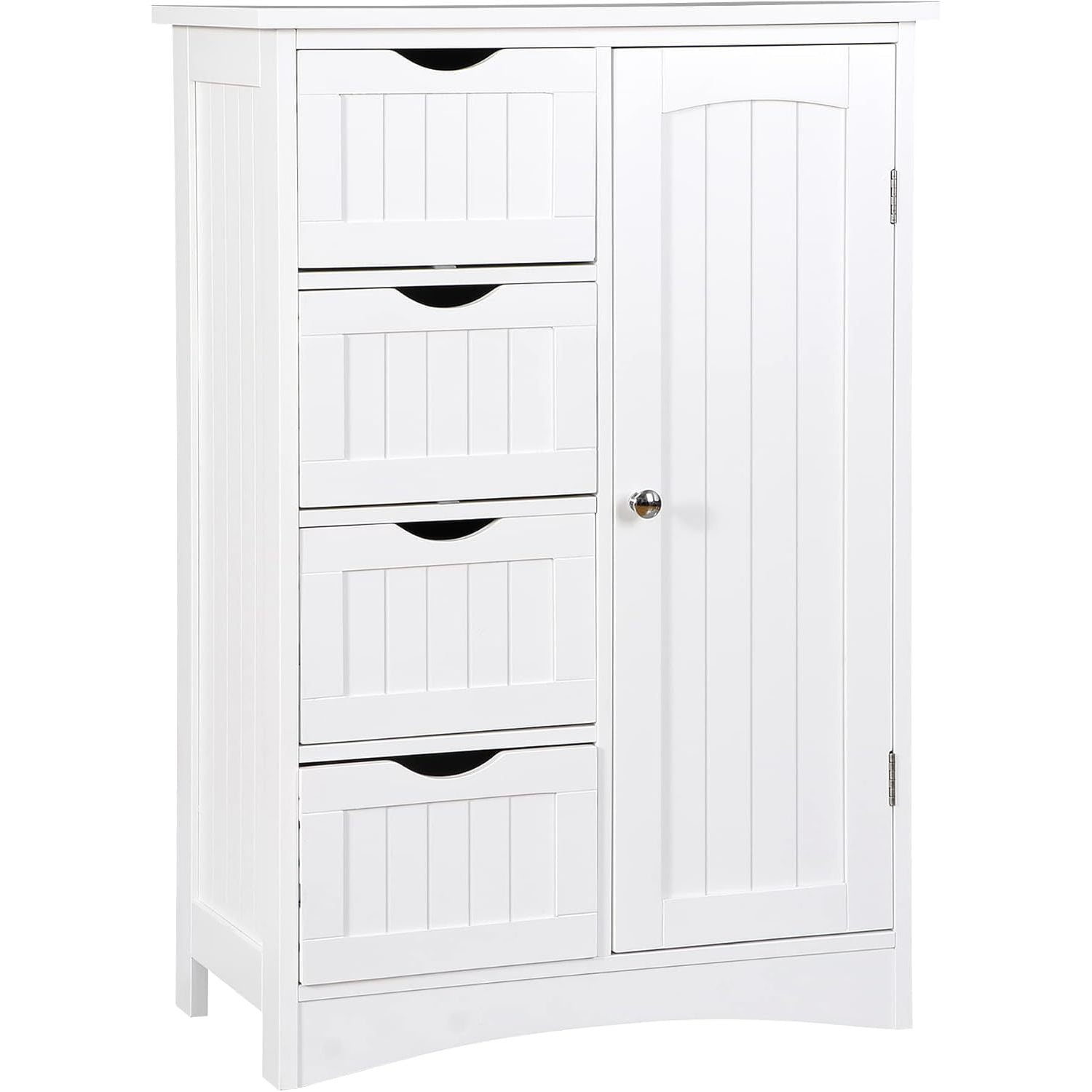 Wooden Floor Storage Cabinet with 4 Drawers and 1 Door, Freestanding ...