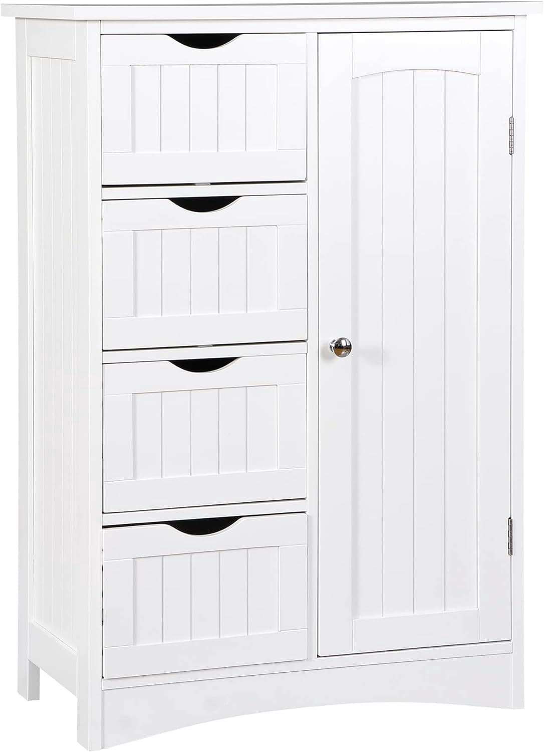Wooden Floor Storage Cabinet with 4 Drawers and 1 Door, Freestanding ...