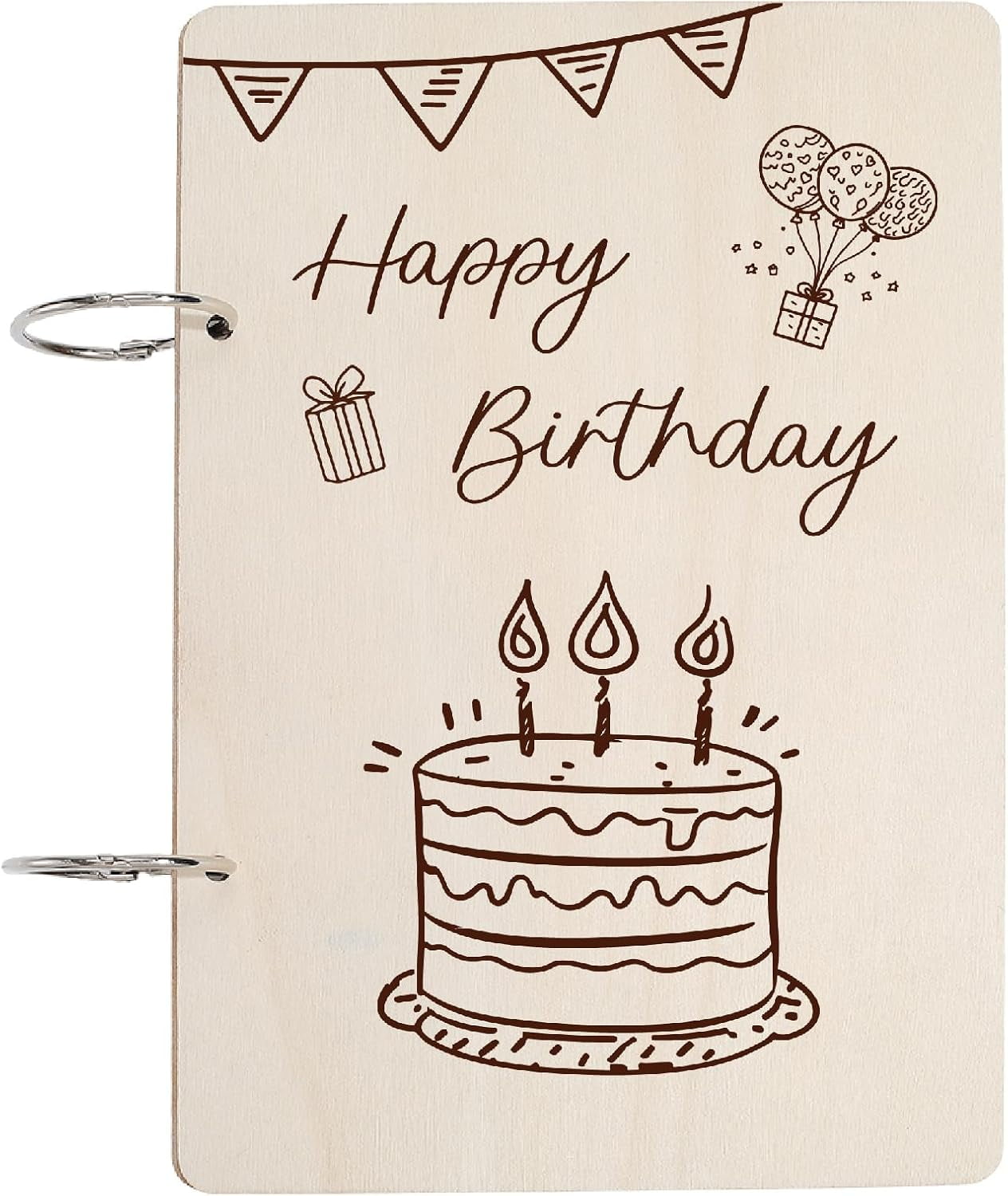 Wooden Floral Greeting Cards Organizer Book Set Happy Birthday Card ...