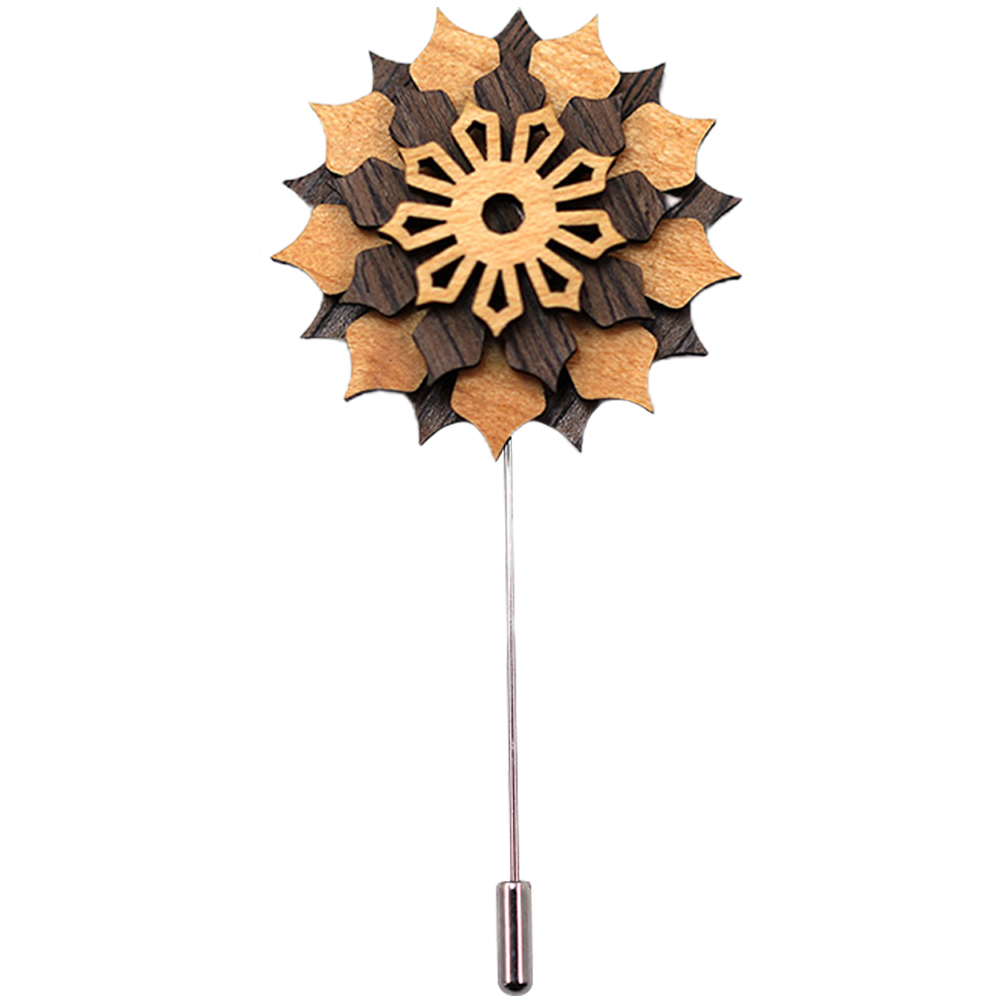 Wooden Flower Lapel Pin Men Lapel Pin Decorative Brooch Boutonniere Pin ...