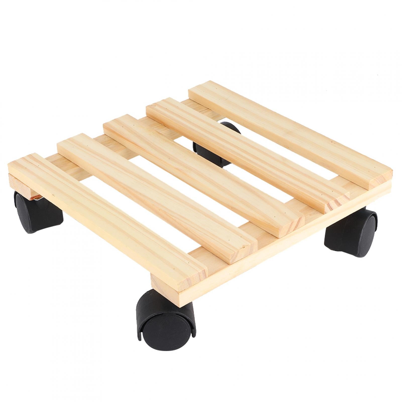 Wooden Flower Plant Pot Base Roller Moving Tray Rack Holder With Wheels ...