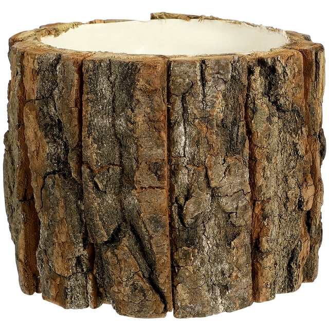 Wooden Flower Pot Wood Bark Flower Pot: 4 Inch Bark Vase Tree Stump ...