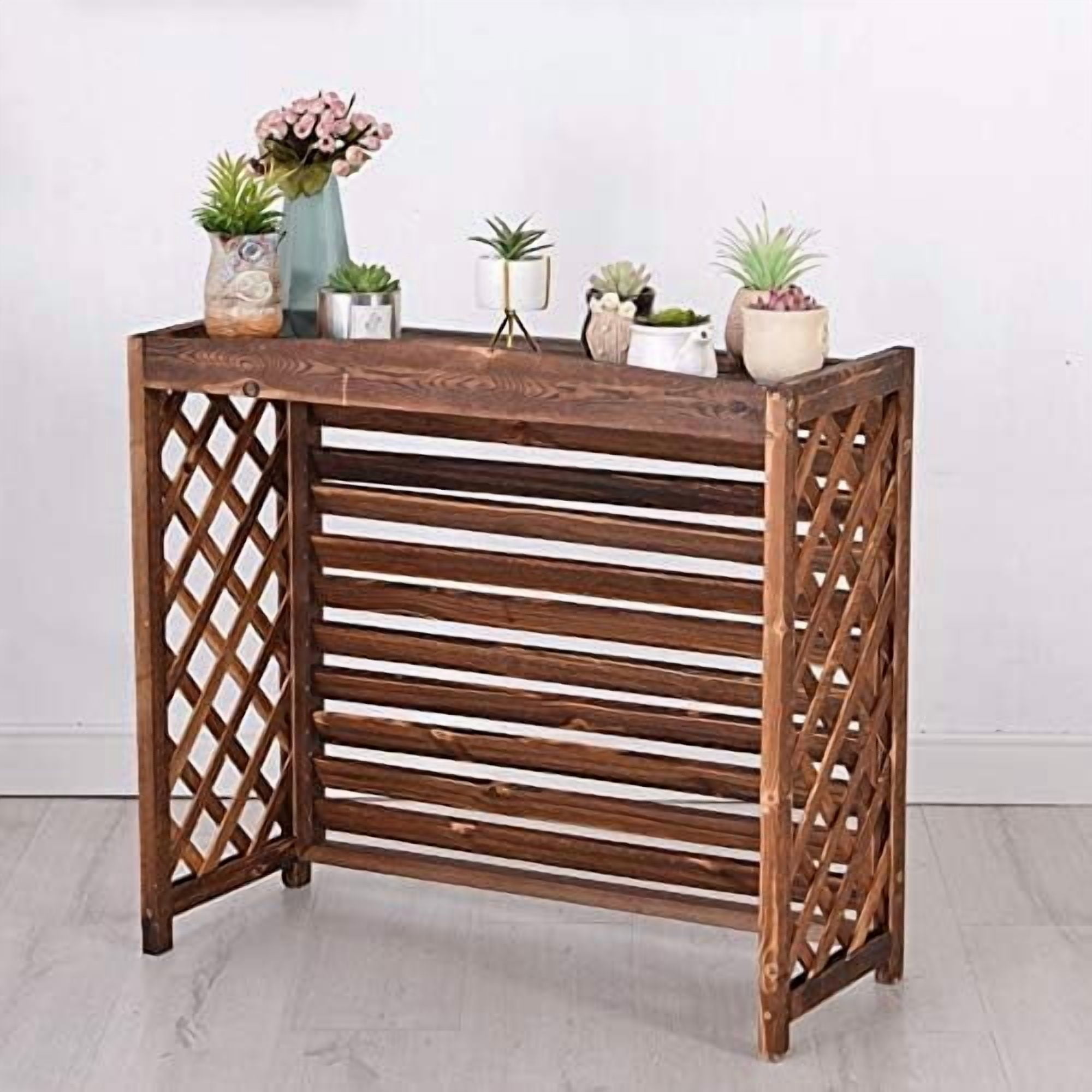 Wooden Flower Stand & Display - Outdoor Air Conditioner Rack Frame ...