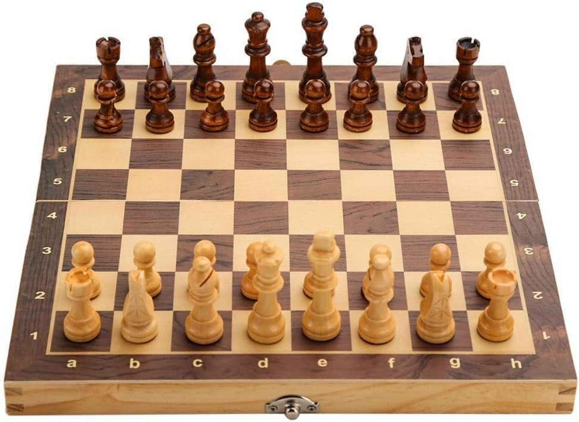 Wooden Foldable Chess Board (11x11 Inches, Brown) With Chess Coins Set ...