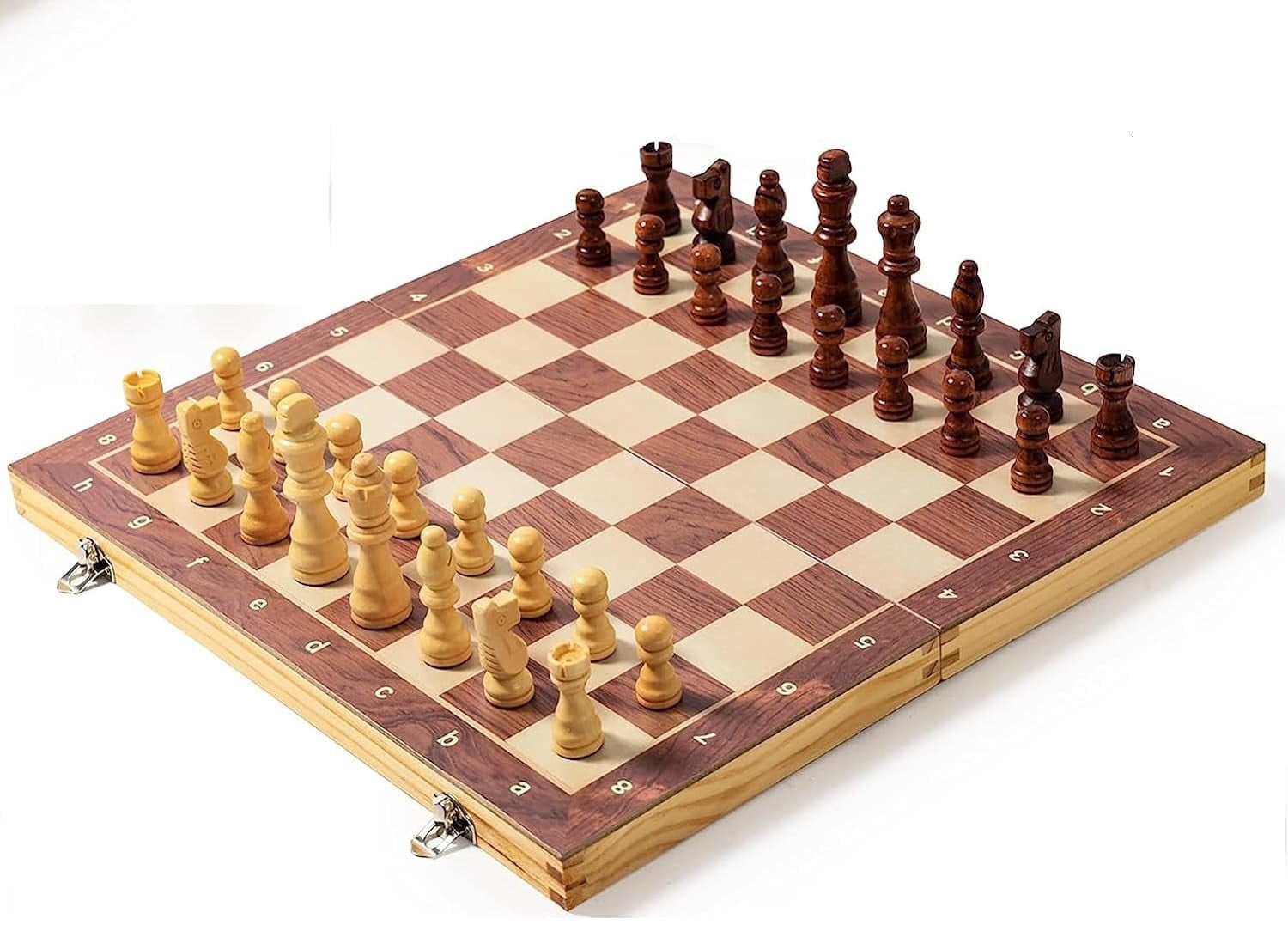 Wooden Foldable Chess Board (11x11 Inches, Brown) With Chess Coins Set ...