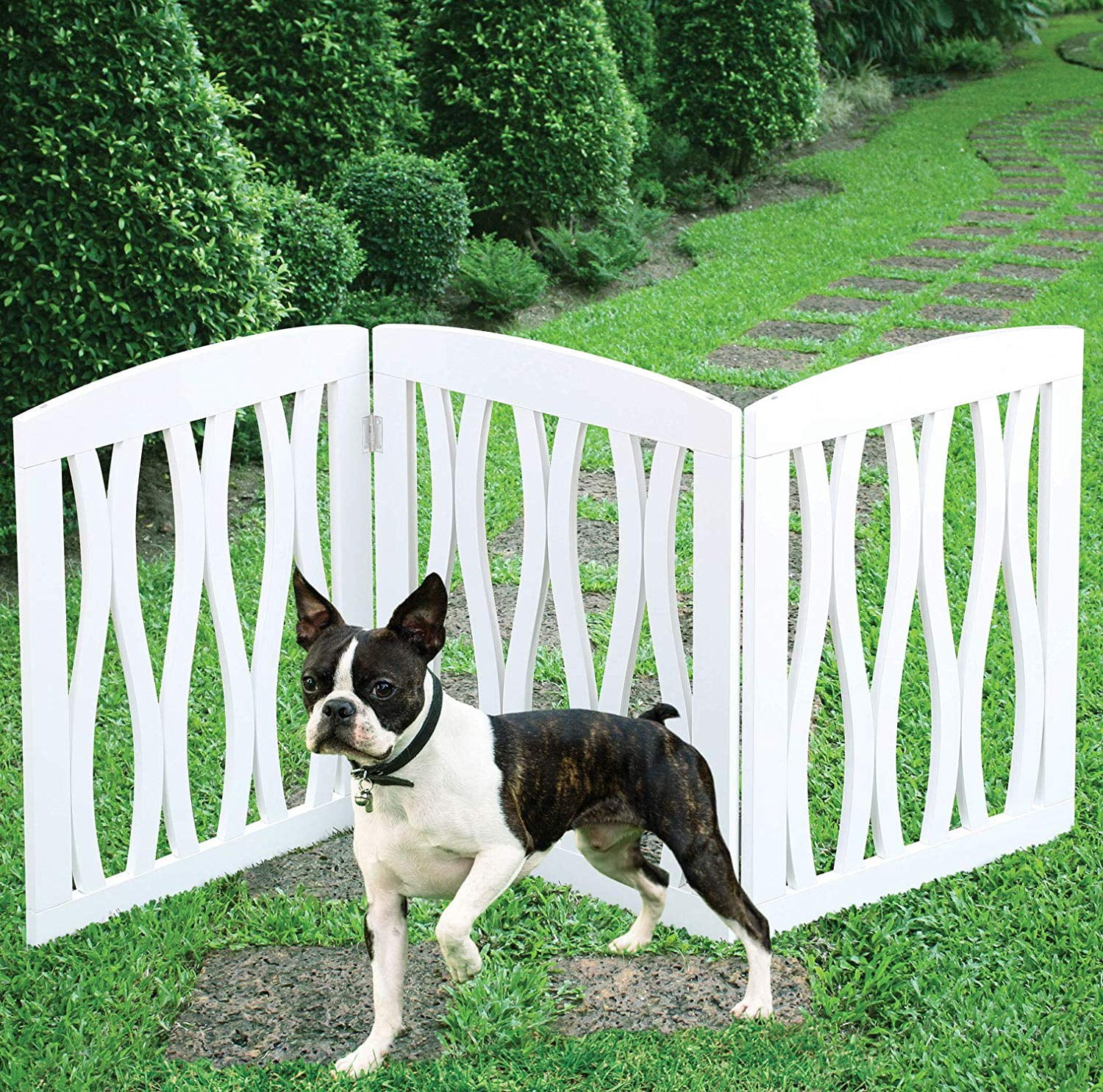 Wooden Foldable Freestanding Pet Gate, Folding 3 Panel Dog Fence, Puppy ...