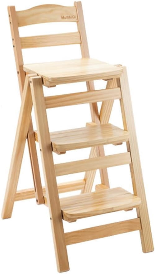 Wooden Folding 3 Step Stool Step Ladder with hanle, Multi-Functional ...