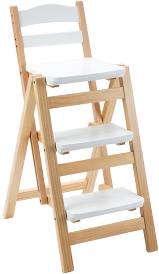 Wooden Folding 3 Step Stool Step Ladder with hanle, Multi-Functional ...