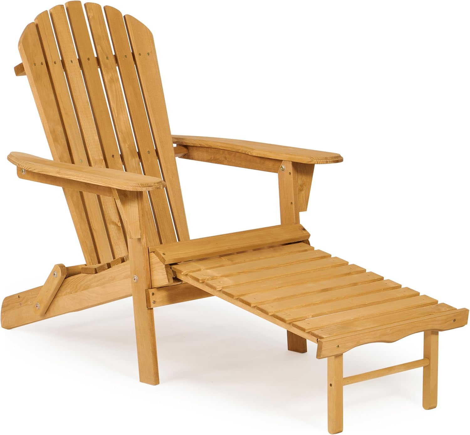 Wooden Folding Adirondack Chair with Ottoman, Pre-Assembled Backrest ...