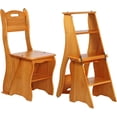Wooden Folding Library Ladder Chair,2 in 1 Lightweight Portable ...