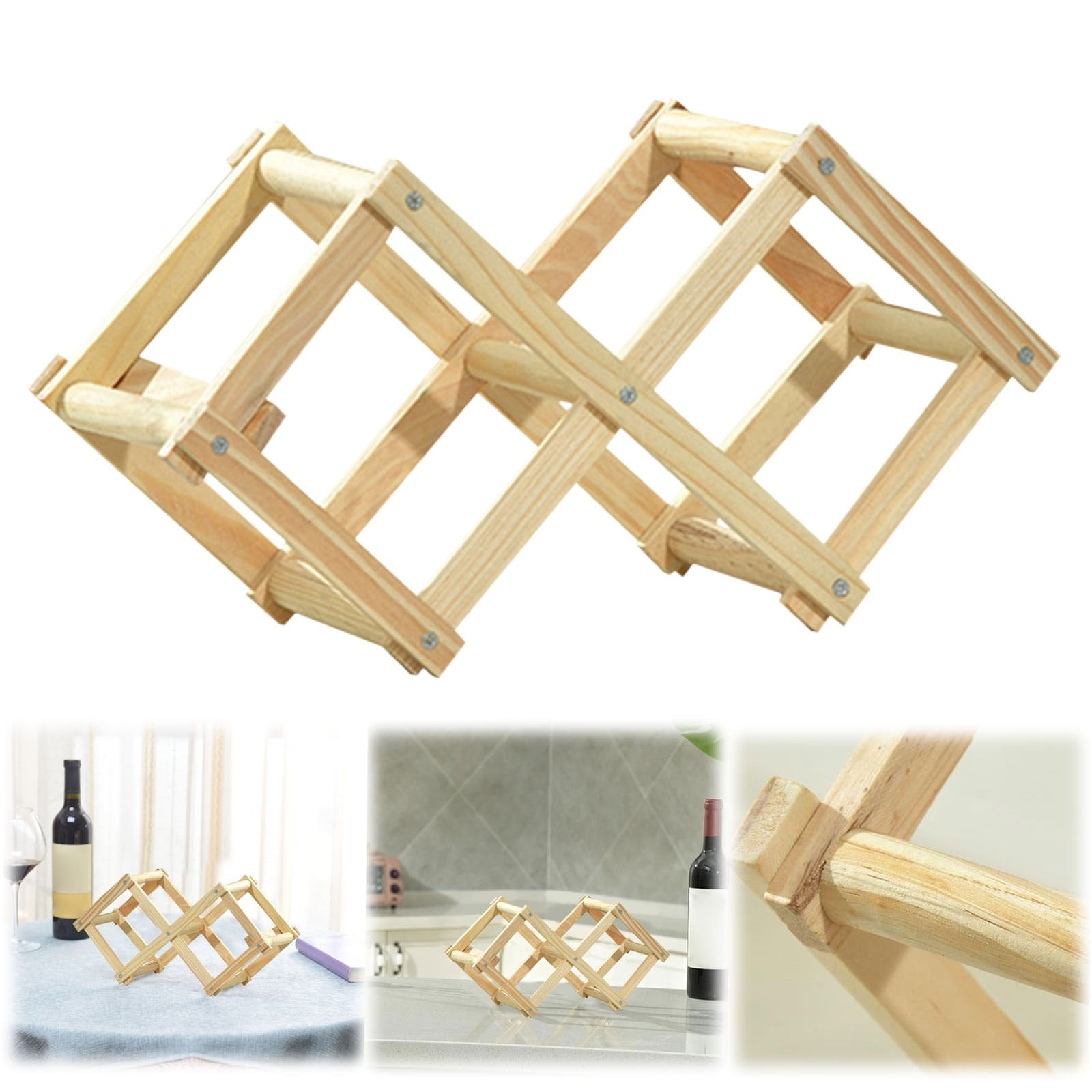 Wooden Folding Wine Rack Holder, Mountable Bar Display Shelf Organizer ...