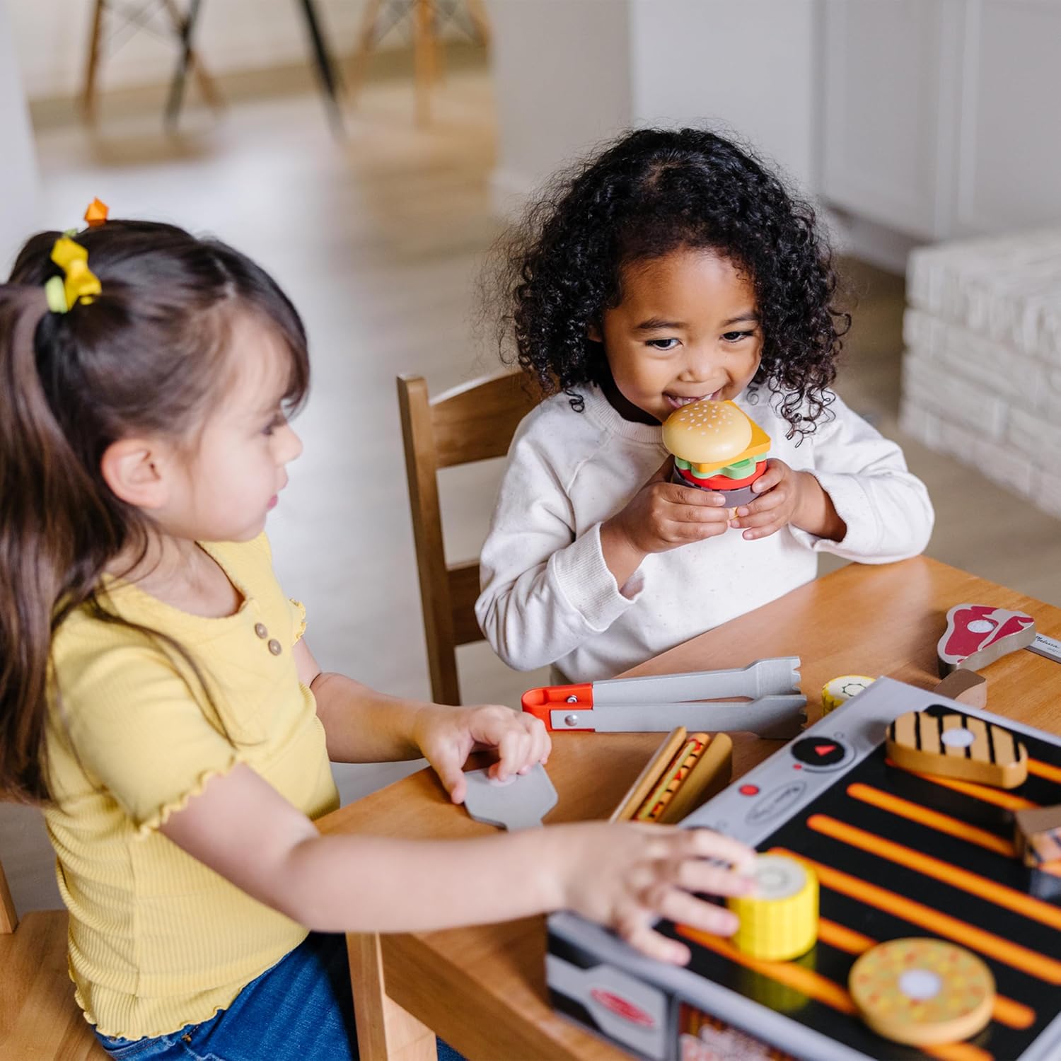 Wooden Food BBQ Set with 20 Pieces - Pretend Cooking Toy for Kids ...
