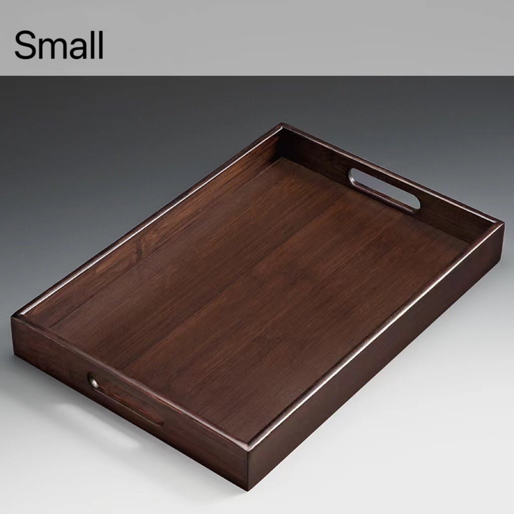 Wooden Food Tray Solid Wood Serving Tray With Handle Rectangular Wooden ...