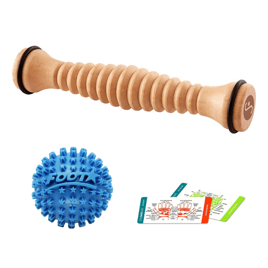 Wooden Foot Roller and Foot Star Massager Ball Bundle by Body Back ...