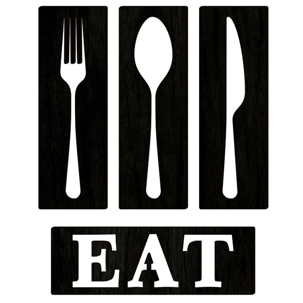 Wooden Fork Spoon Knife Sign Eat Signs Kitchen Decor Dinning Room Wall ...