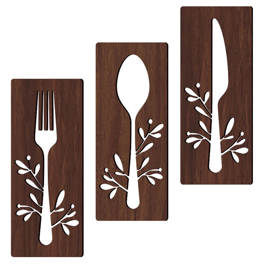 WOFASHPURET Cutter Spoon Fork Sign Rustic Kitchen 1 Set 11.8X4.7X0.2in ...