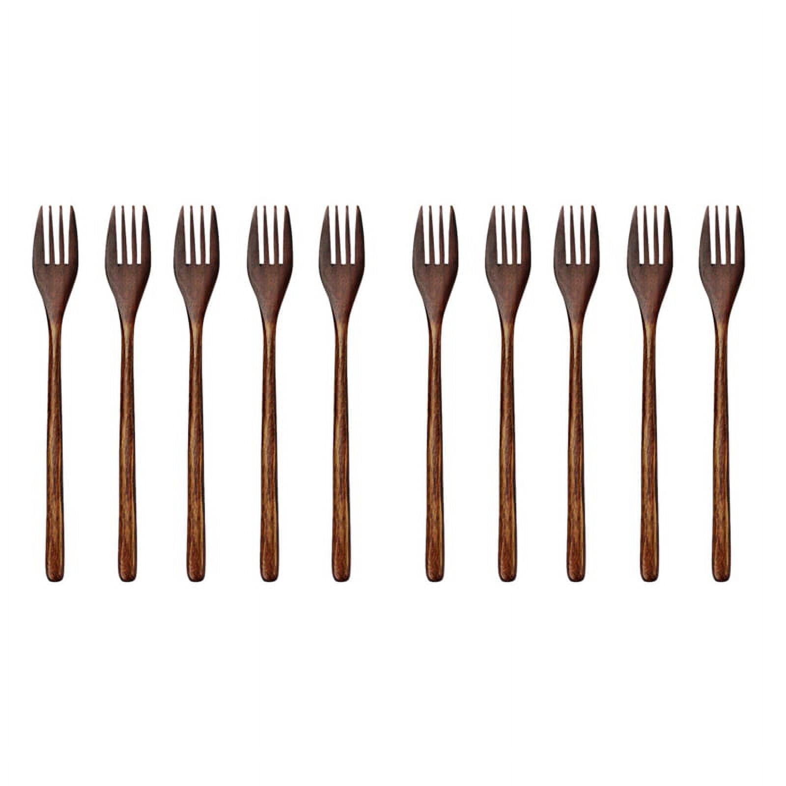 Wooden Forks, 10 Pieces Eco-friendly Japanese Wood Salad Dinner Fork ...