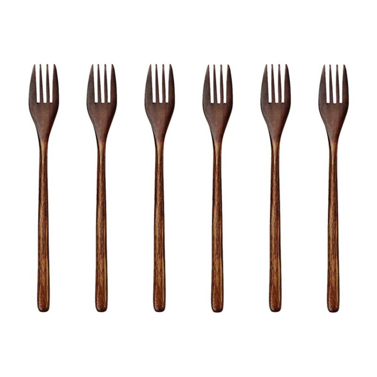 Wooden Forks, 6 Pieces Eco-Friendly Japanese Wood Salad Dinner Fork ...