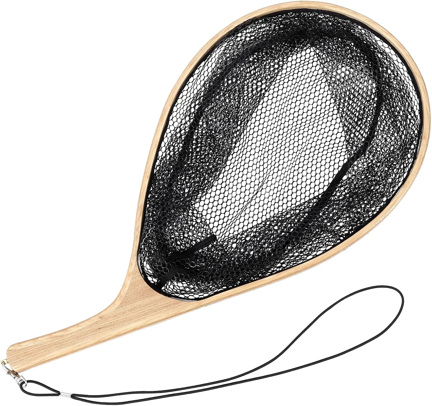 Wooden Frame Fly Fishing Net, Rubber Coated Fishing Net with Curved ...