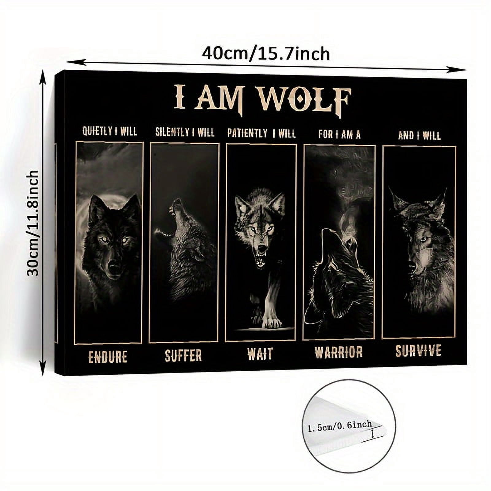 A Wooden Frame Painting, Wolf Canvas Wall Art Frame Inspirational ...