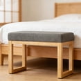 Wooden Frame Soft Cushion Small Bench, Dark Gray, Entryway Bedroom ...