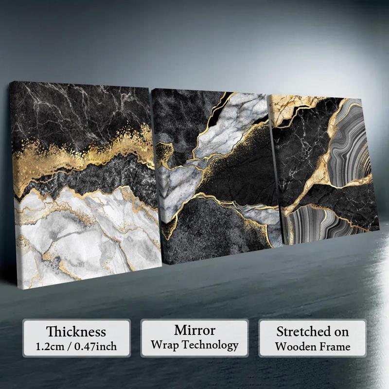 Wooden Framed Canvas Painting, 3 Counts Multi-dimensional Effect Spray ...