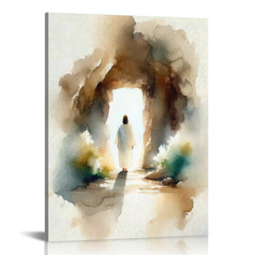 Wooden Framed The Resurrection of Jesus Christ Canvas Wall Art Print , He is Risen" Easter Scene ...