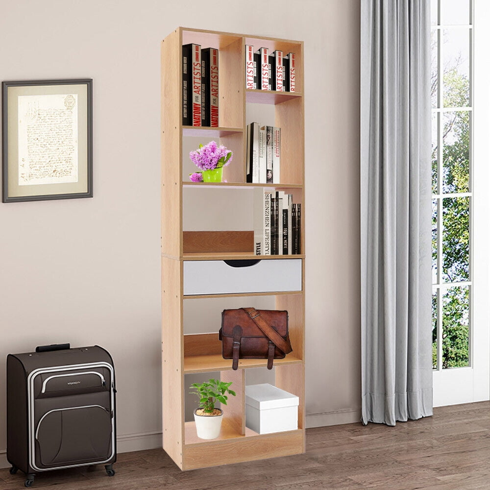 Wooden Free Standing Storage Organizer Display Book Shelf W/8 Cubbies ...