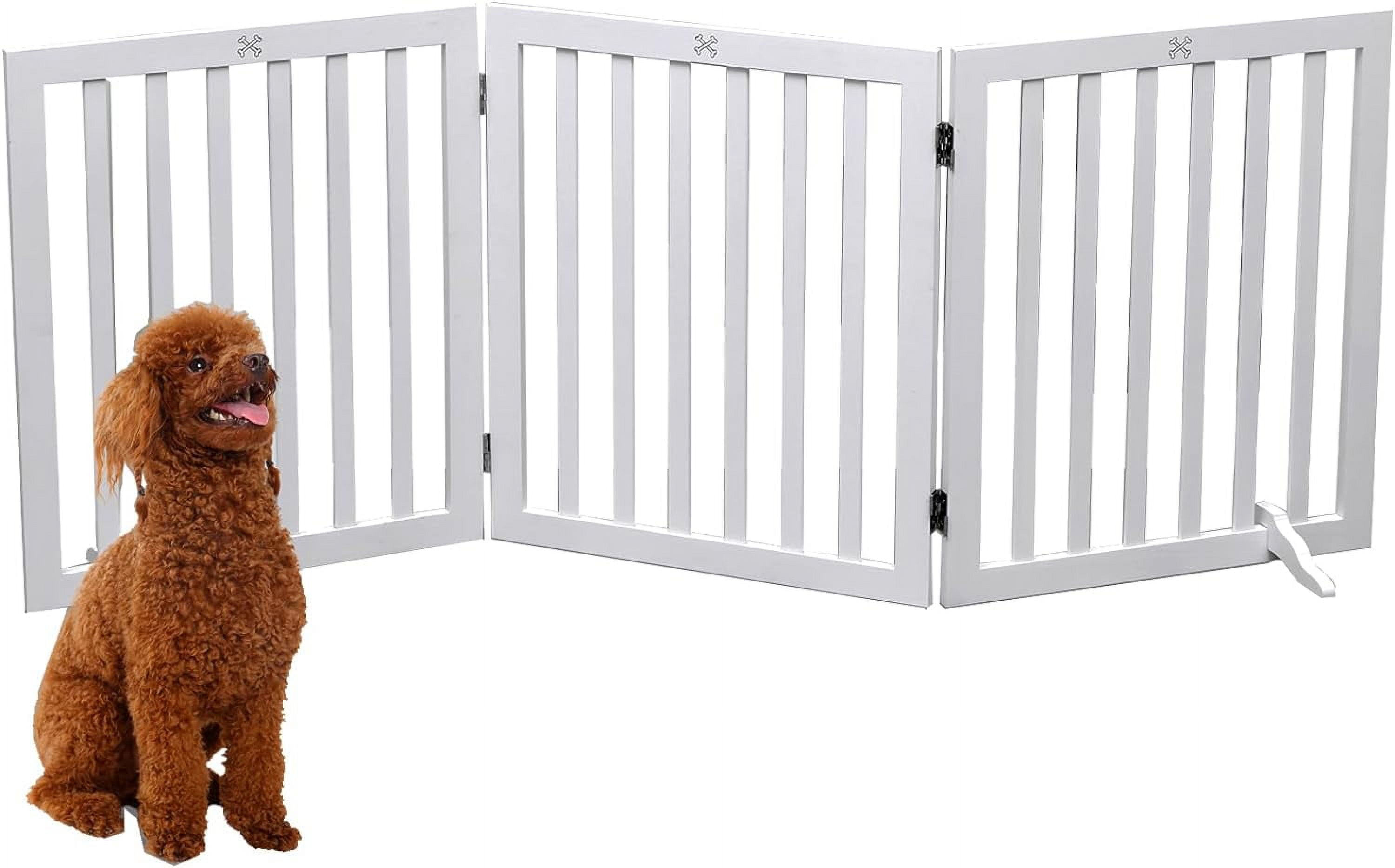Dog Gate Wooden Freestanding Pet Gate3 Panel 23.6" Height White Indoor ...