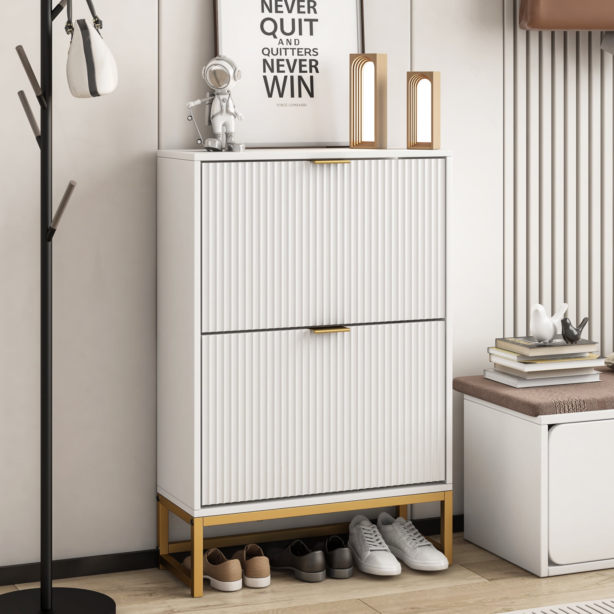 Shoe Cabinet Storage for Entryway, Tipping Shoe Cabinet with 2 Flip ...