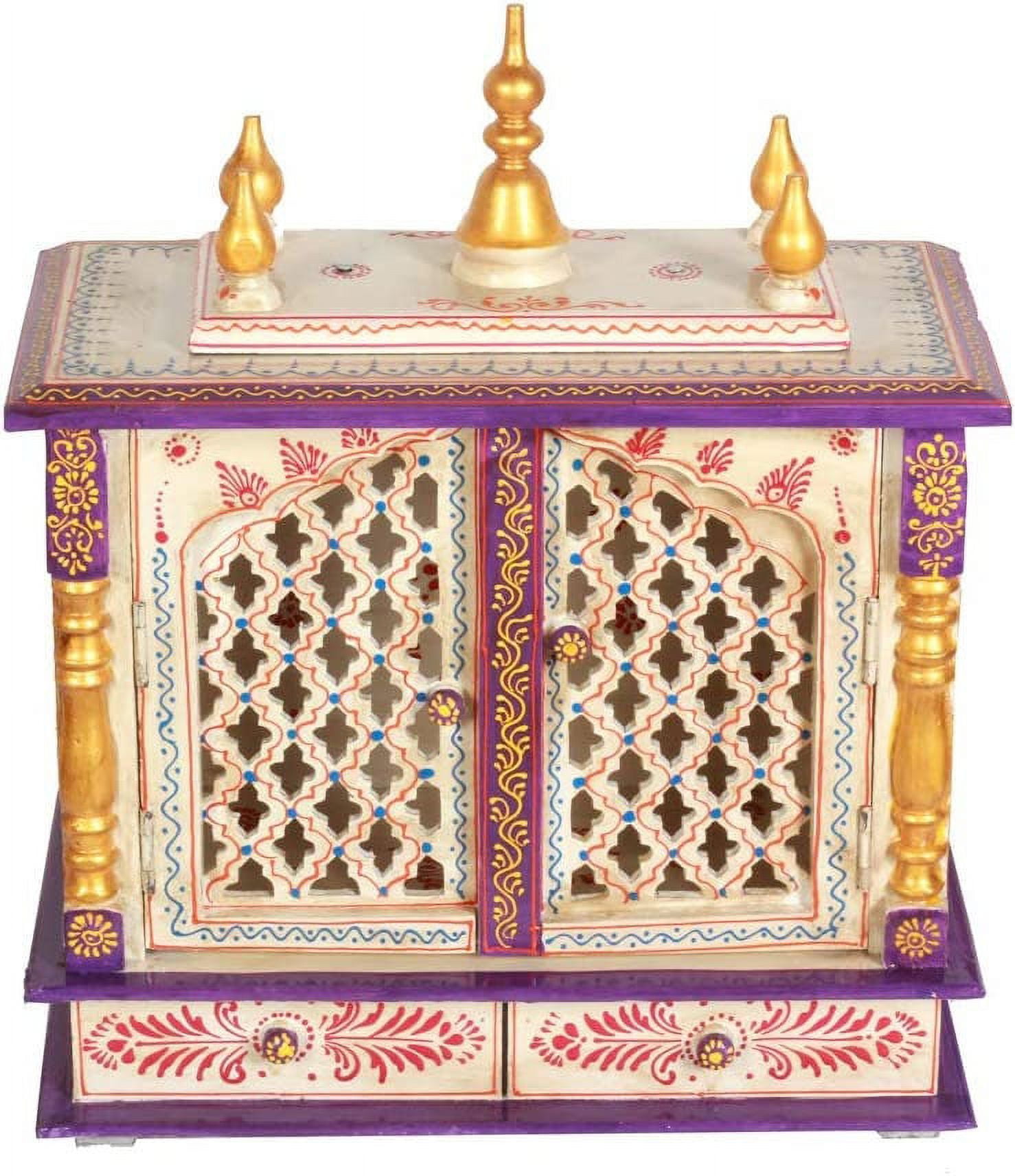 Wooden Front Door White Puja Mandir For Home And Office / Temple For ...