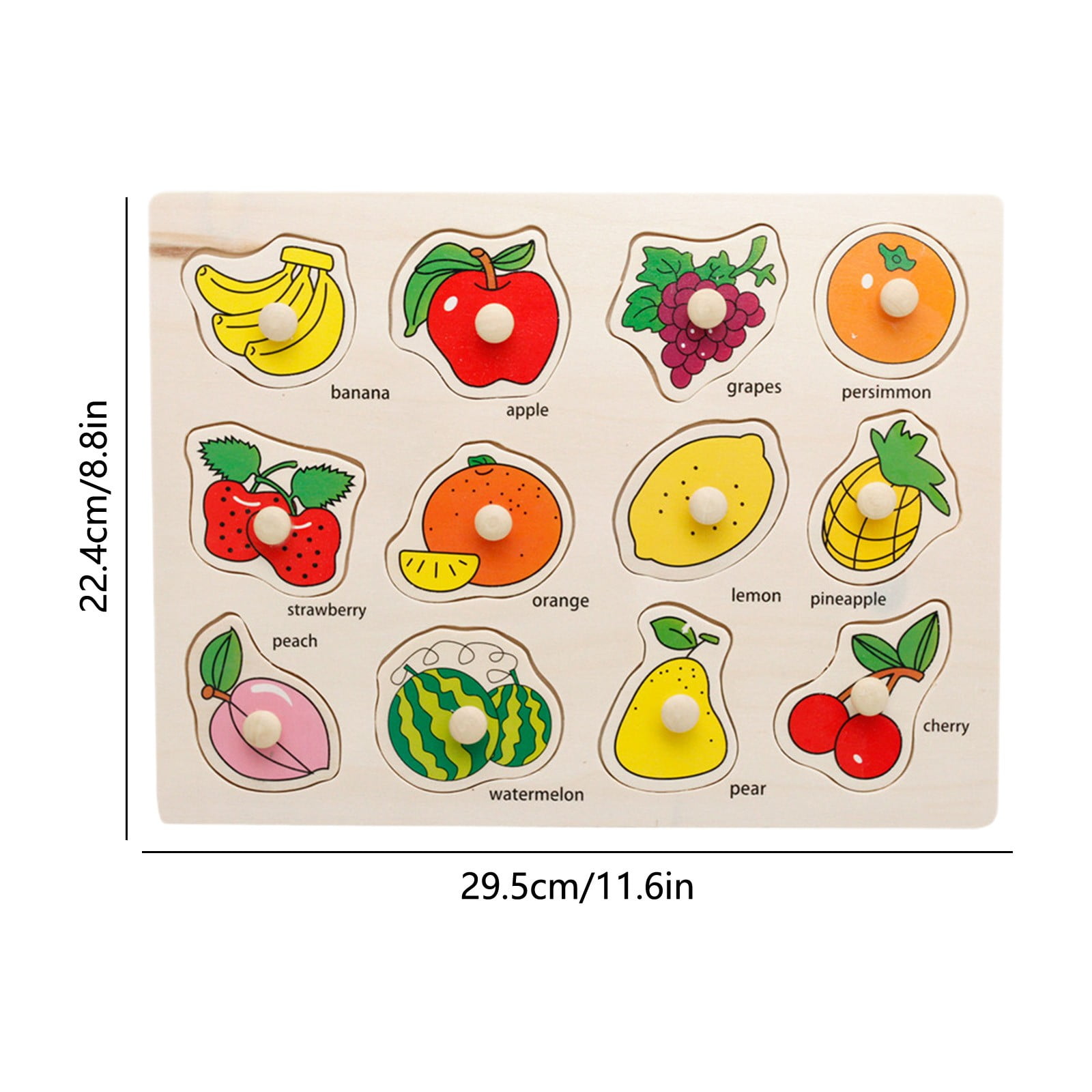 Wooden Fruit Shape Puzzle With Graspable Knobs For Cognizant Learning ...