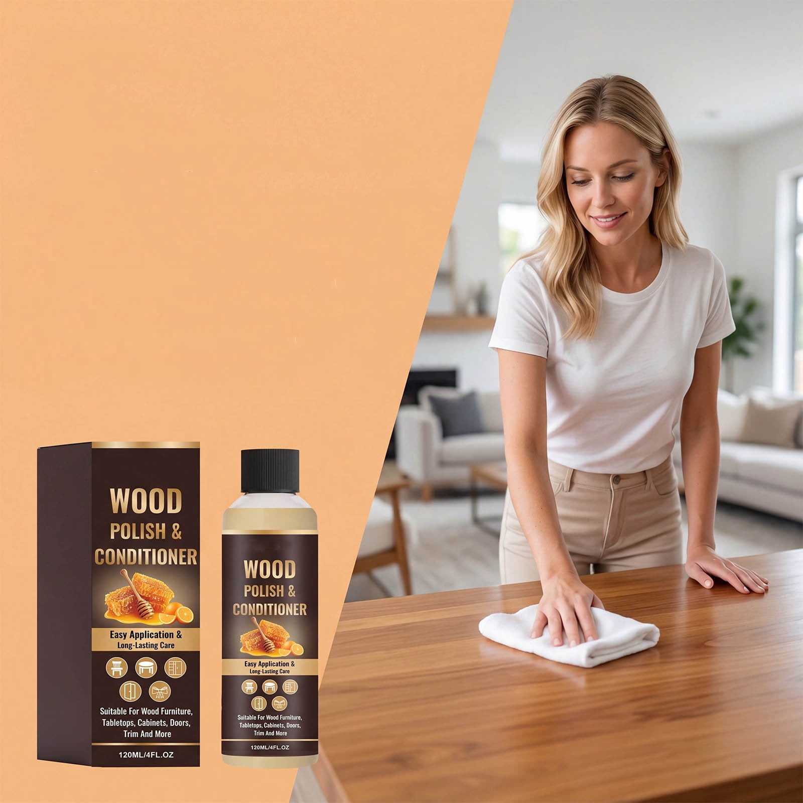 Wooden Furniture Polishing Care Agent 120ml, Gently Removes ...