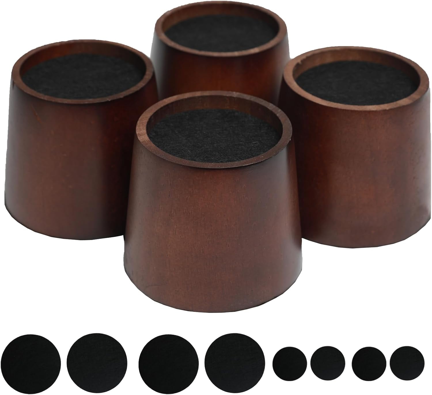 Wooden Furniture Risers 4 Inch Tapered Bed Risers Set of 4, Heavy Duty ...