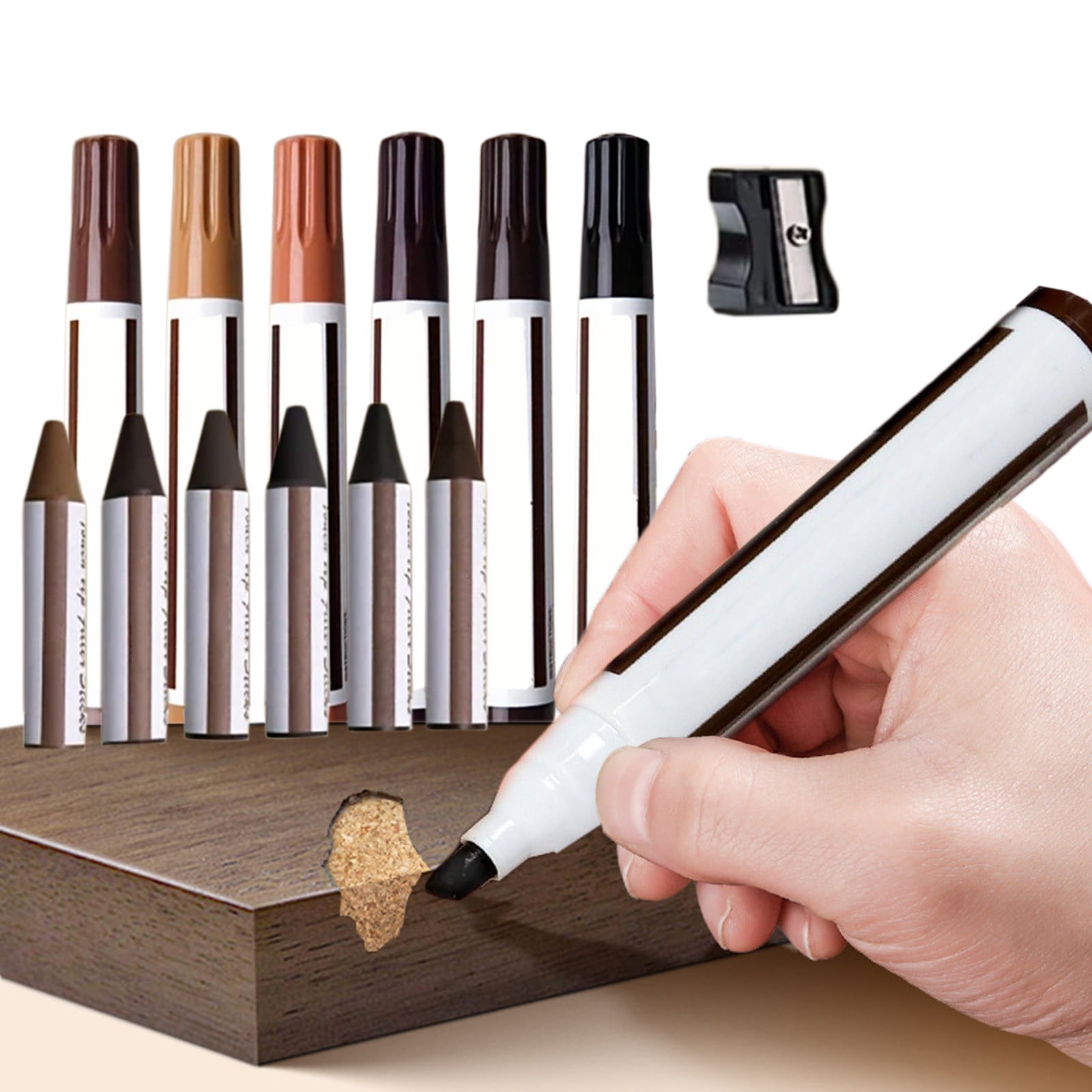 Wooden Furniture Scratch Concealer and Floor Repair Paint Set with 6 ...