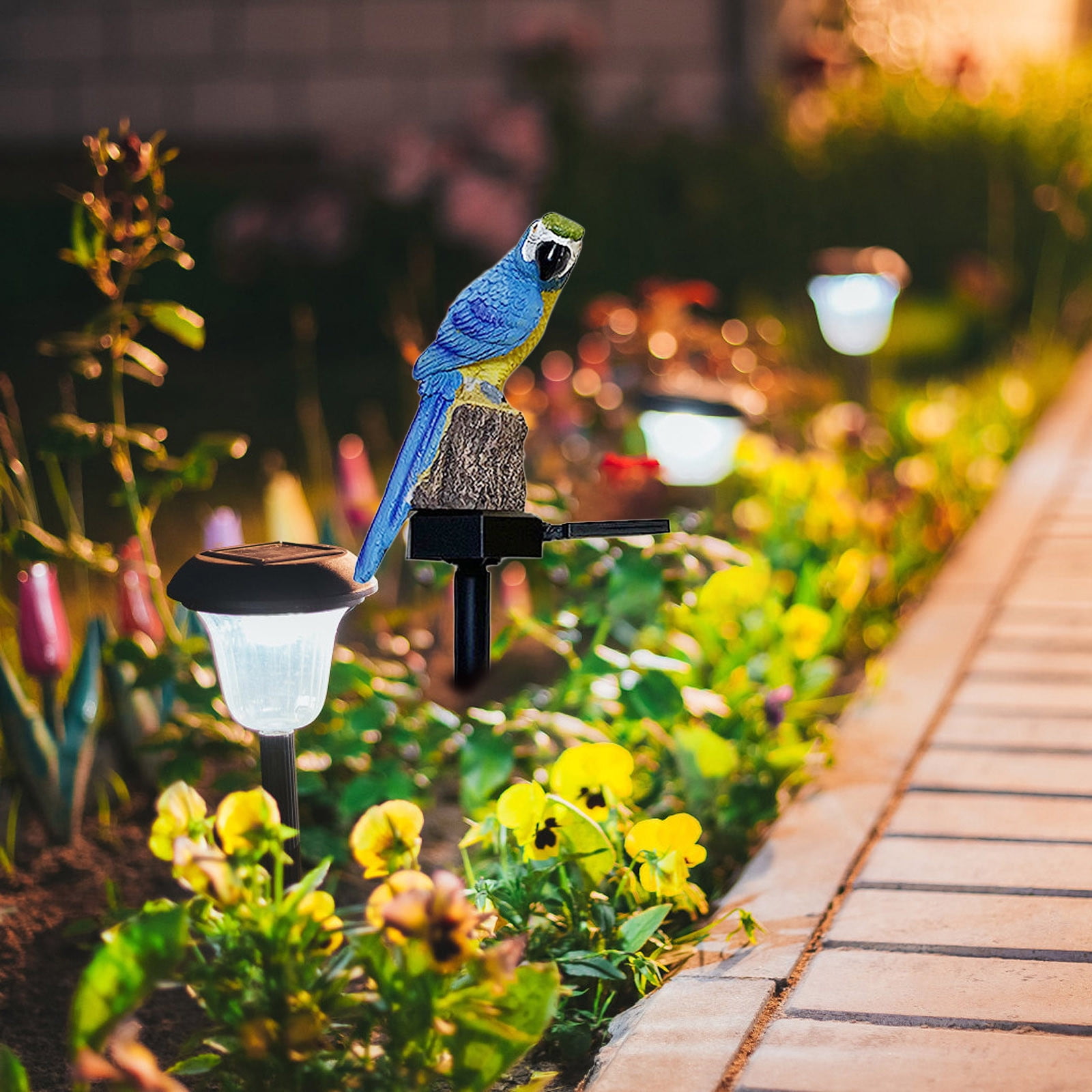 Wooden Garden 3ft Parrot Ground Lamp Garden Courtyard Red Green Blue ...