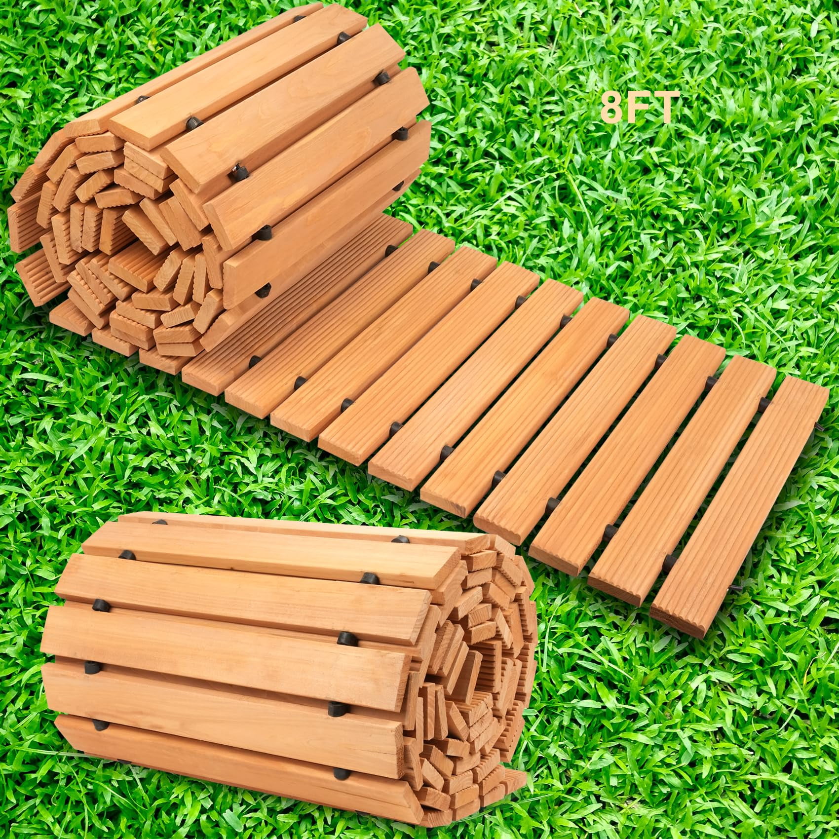 Wooden Garden 8ft YPF5 Outdoor Roll Out Wooden Garden Walkways Cedar ...