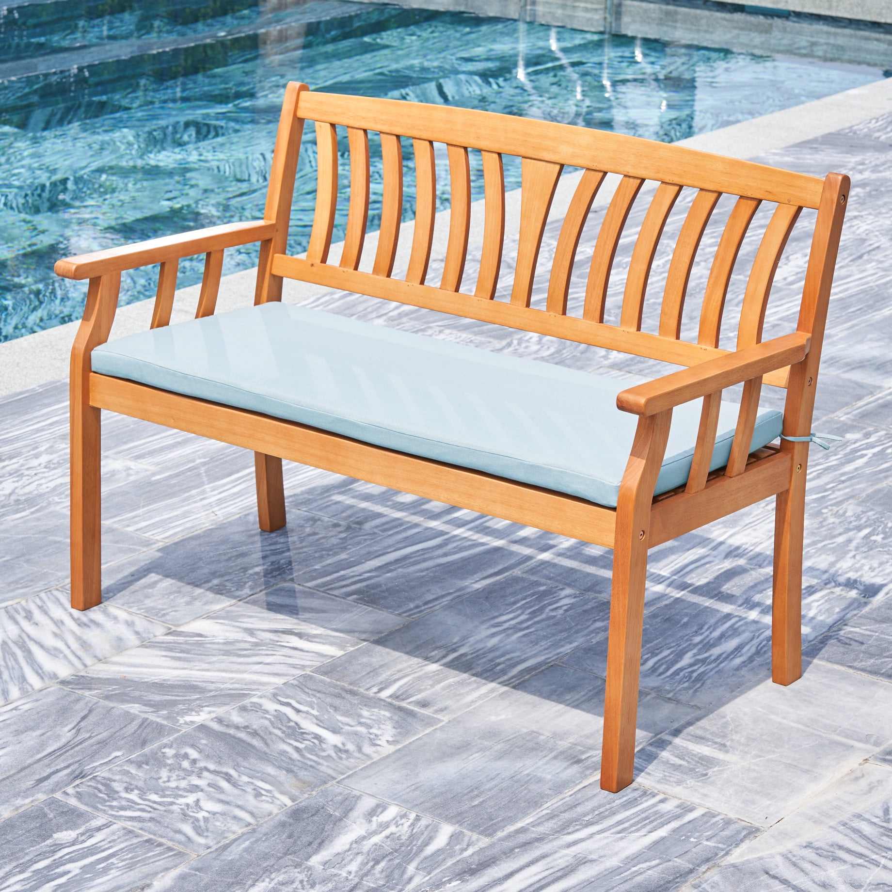 Wooden Garden Bench, Renaissance Outdoor Patio Chair with Soft Cushion ...