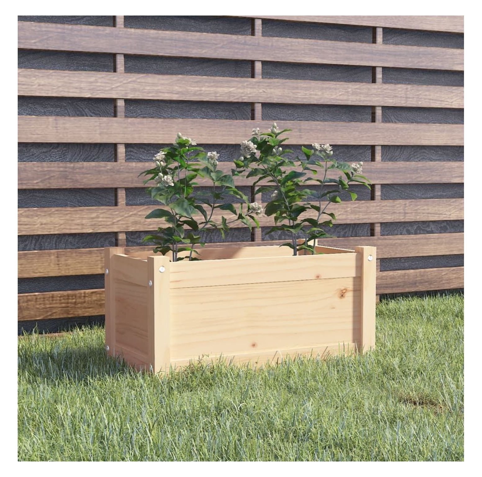 Wooden Garden Planter Box 23.6"x12.2"x12.2" - Solid Pine Outdoor Flower ...