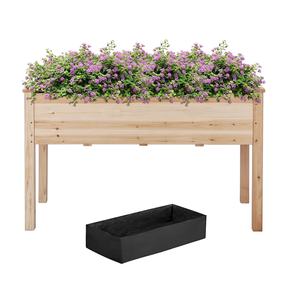 Wooden Garden Planter Boxes, 48 X 23 X 30in Elevated Raised Garden, Bed Outdoor with Legs Wooden ...